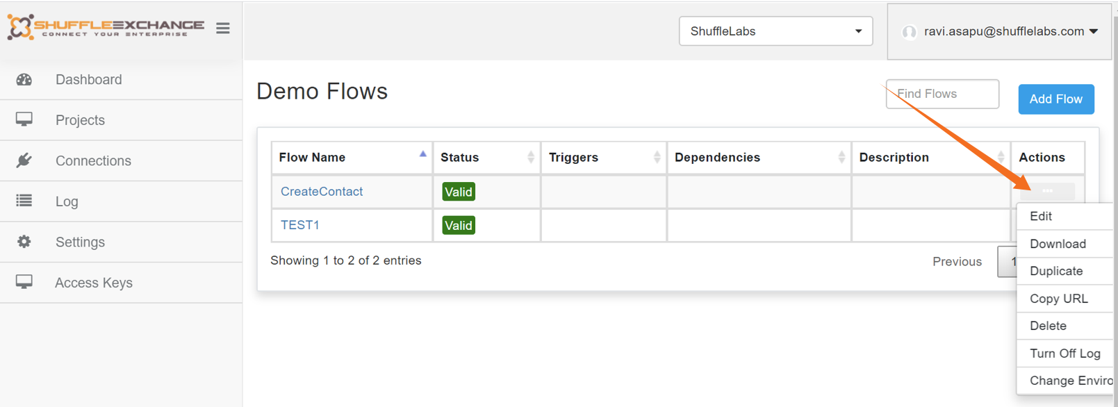 Workflow Options | Help ShuffleExchange
