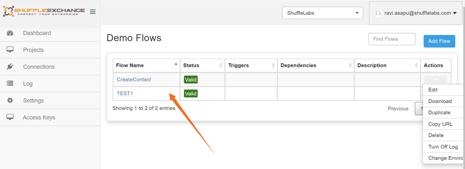 Workflow Options | Help ShuffleExchange